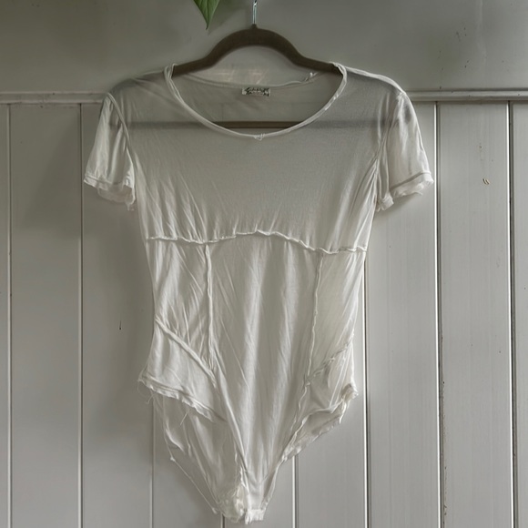 Free People | Tops | Free People Basic White Bodysuit | Poshmark
